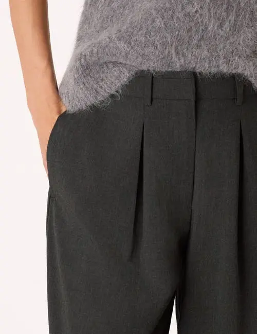 Whistles Wool Blend Barrel Pants - Dark Grey