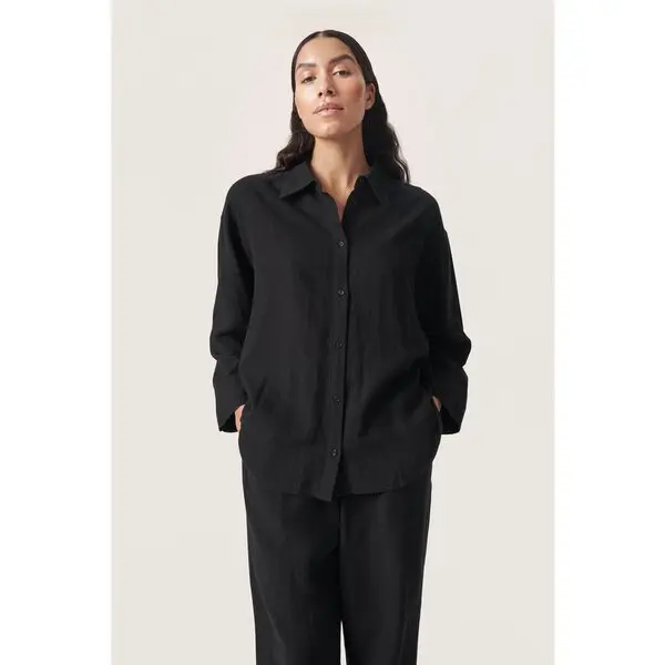 SOAKED IN LUXURY Belira Relaxed Fit Shirt - Black