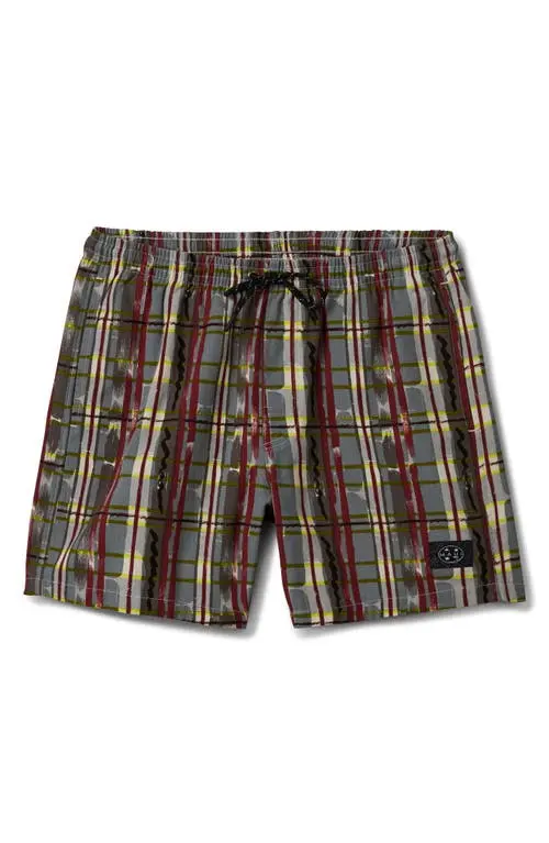 MAUI & SONS Ember Plaid Cotton Drawstring Shorts