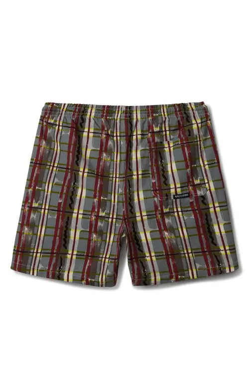 MAUI & SONS Ember Plaid Cotton Drawstring Shorts