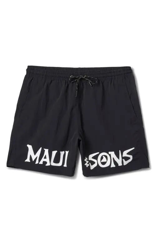 MAUI & SONS Stonewave Adventure Drawstring Shorts - Black