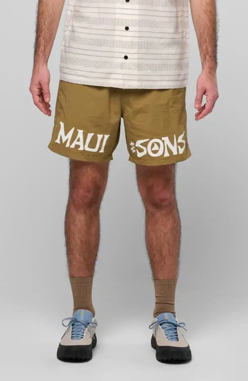MAUI & SONS Stonewave Adventure Drawstring Shorts - Earth