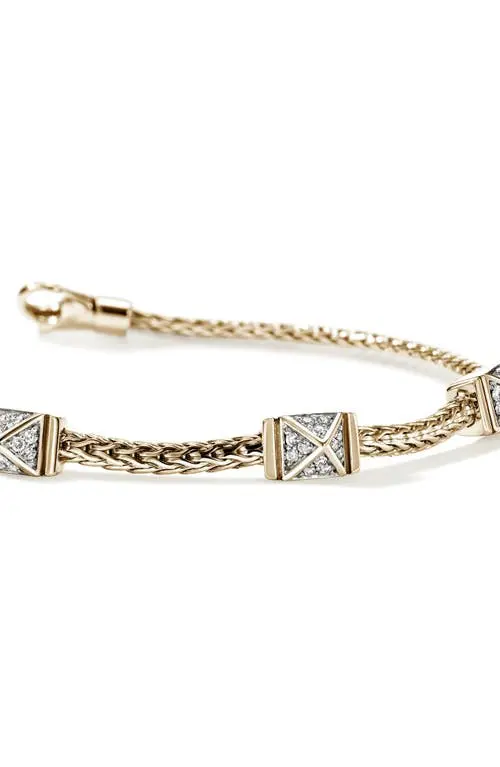 John Hardy Icon Stud Pavé Diamond Bracelet - Gold