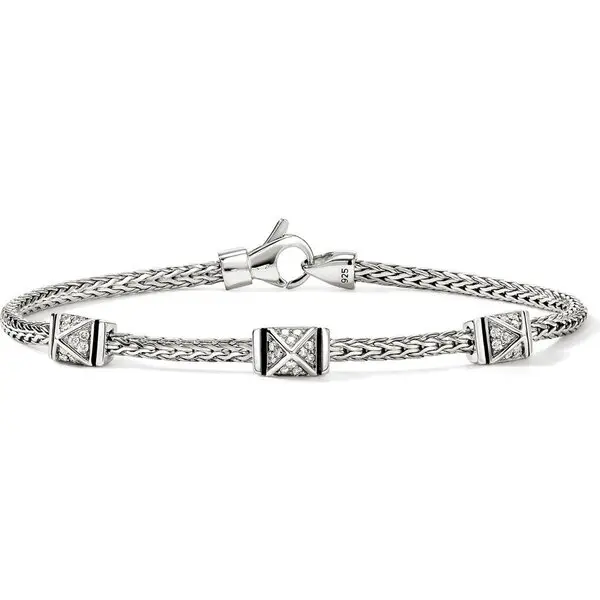 John Hardy Icon Stud Pavé Diamond Bracelet - Silver