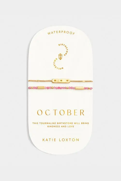 KATIE LOXTON Gold Pvd Coating Birthstone Bracelet With Semi-precious Stone - October