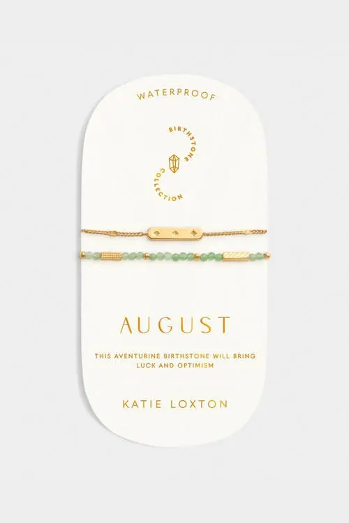 KATIE LOXTON 18k Gold Pvd Coating Birthstone Bracelet With Aventurine - August