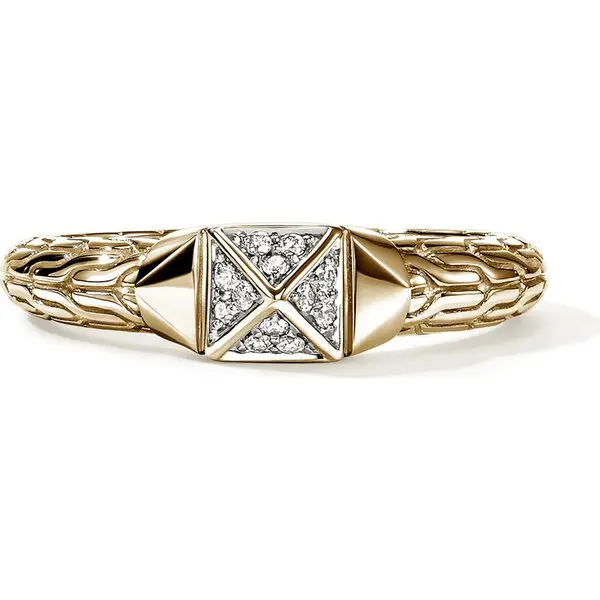 John Hardy Icon Stud Ring With Pavé Diamonds - Gold
