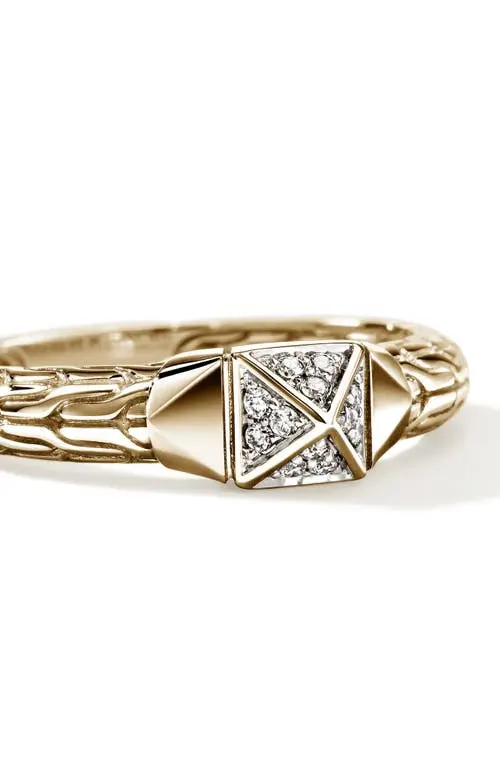 John Hardy Icon Stud Ring With Pavé Diamonds - Gold