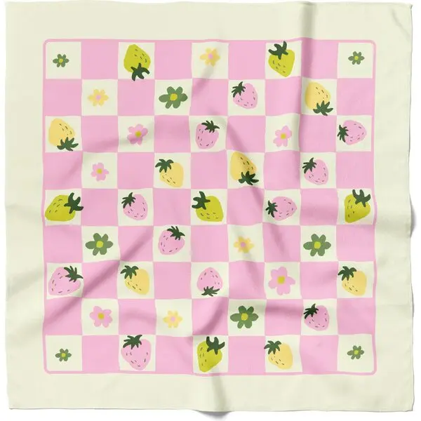 CENTINELLE Strawberry Checkers Cotton Silk Bandana - Pink