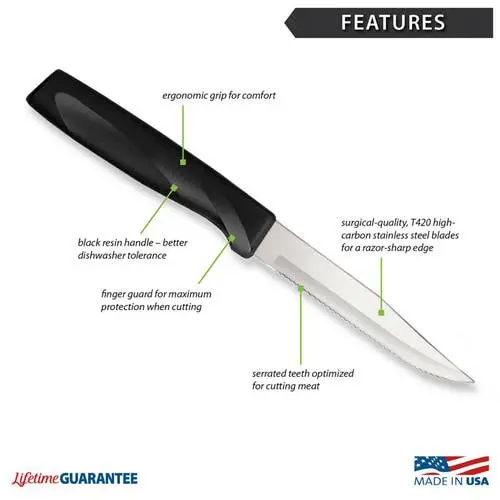 RADA Cutlery 3.875-inch Serrated Steak Knife Anthem Wave Handle