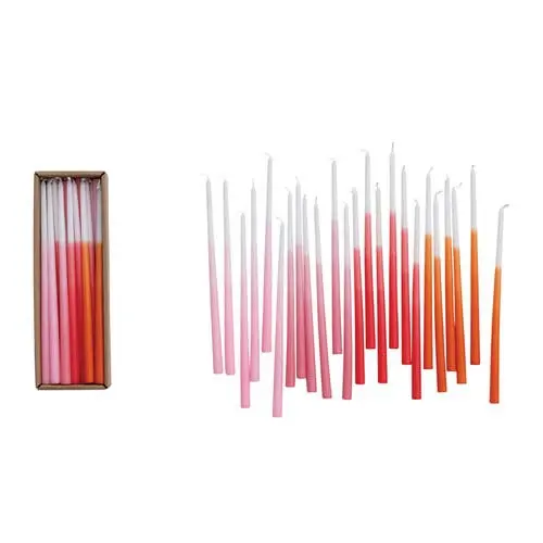 STORIED HOME 24-piece Unscented Thin Taper Candles In Box - Pink