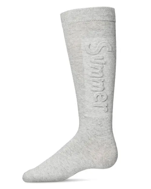 MEMOI Embossed Knee-high Socks - Lt Gray Heather