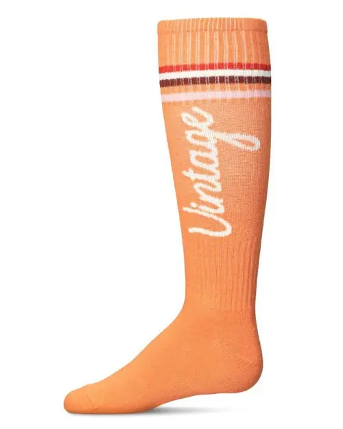 MEMOI Vintage Stripe Knee High Socks - Tangerine