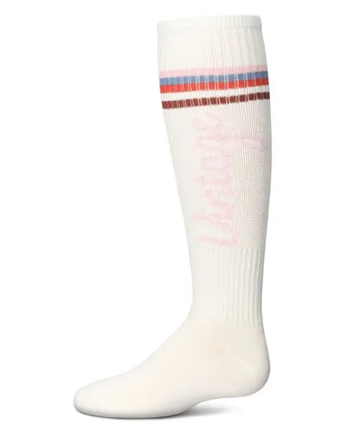 MEMOI Vintage Stripe Knee High Socks - Winter White