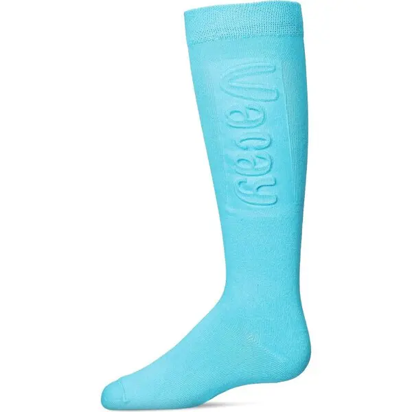MEMOI Embossed Vacay Knee High Socks - Aqua