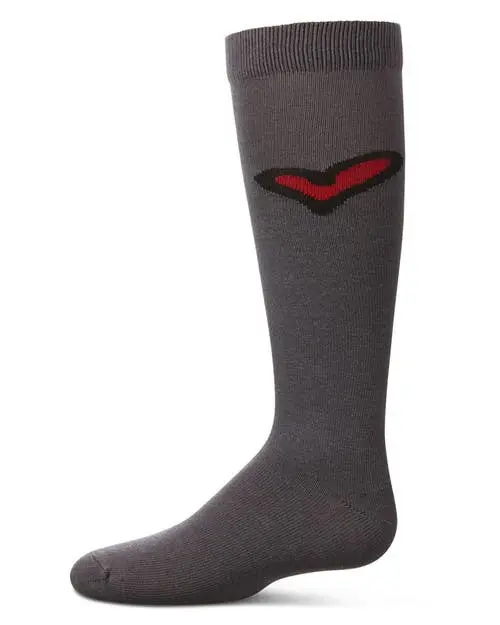 MEMOI Outline Heart Knee High Socks - Dark Gray Heather