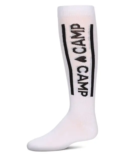 MEMOI Camp Love Knee High Socks - White