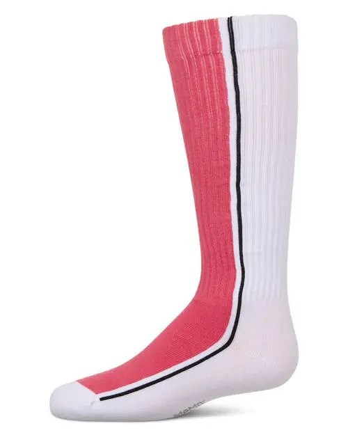 MEMOI Color Block Stripe Stretch Knee Sock - Pink