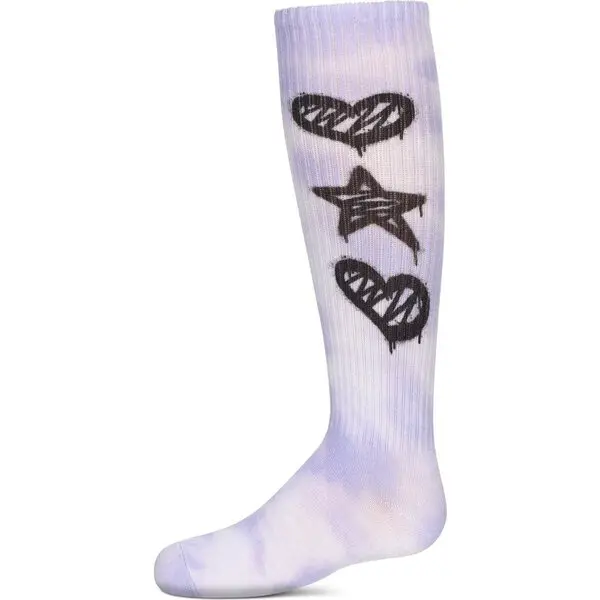 MEMOI Tie Dye Graffiti Shapes Knee High Socks - Purple