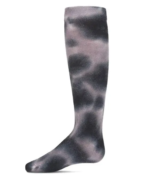 MEMOI Bleached Tie Dye Knee High Socks - Black