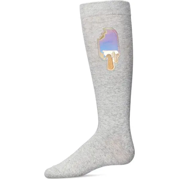 MEMOI Iridescent Popsicle Knee-high Socks - Lt Gray Heather