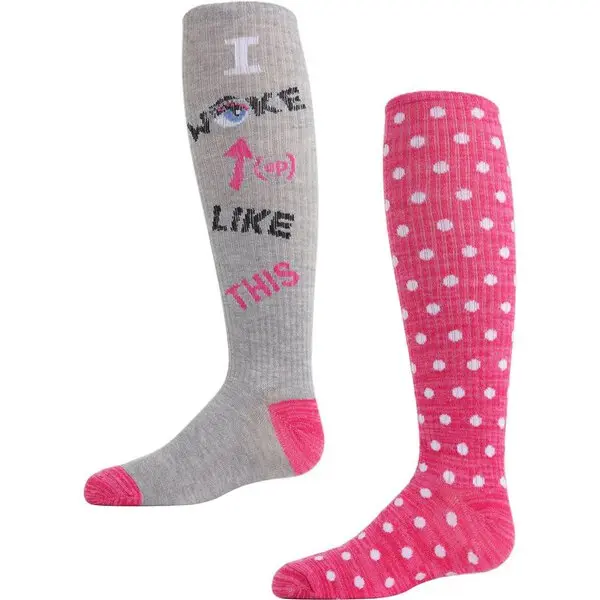 MEMOI 2 Pair Pack I Woke Up Like This Knee High Socks - Assorted