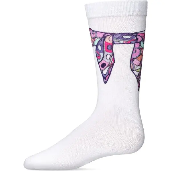 MEMOI Silk Tie Knot Knee High Sock - White