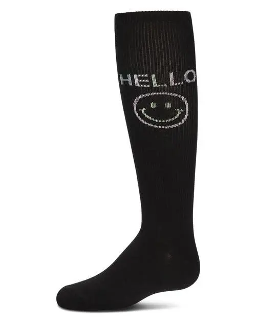 MEMOI Hello-theme Knee High Sock - Black
