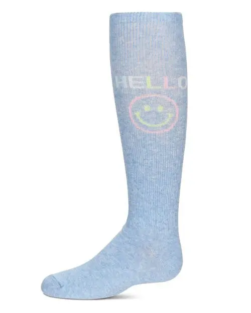 MEMOI Hello-theme Knee High Sock - Light Denim