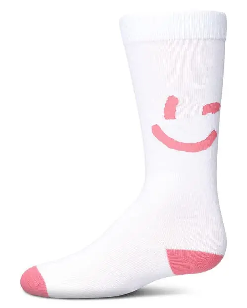 MEMOI Air Brush Winking Smiley Knee High Sock - Pink Lemonade