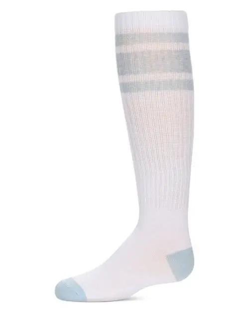 MEMOI Neon Stripe Knee High Socks - White-neon Blue