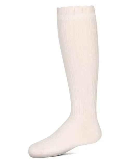 MEMOI Open Work Heart Knee High Socks - Pale Pink