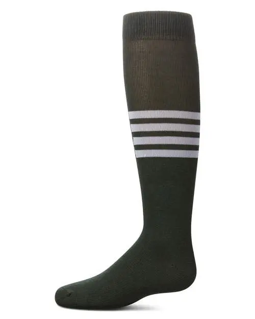 MEMOI Triple Half Stripe Knee High Socks - Hunter Green