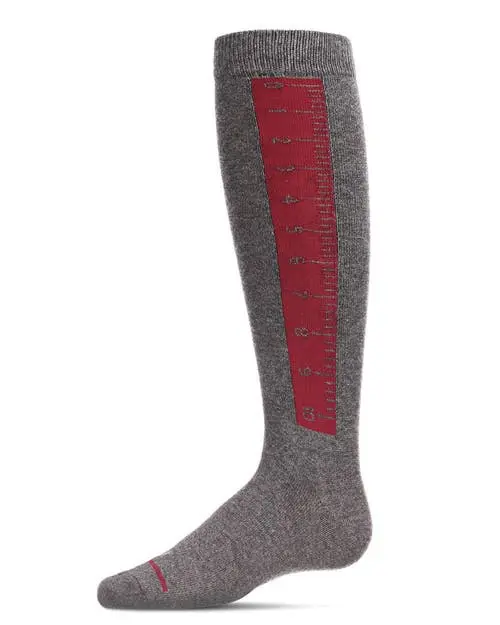 MEMOI Ruler Knee High Socks - Dark Gray Heather