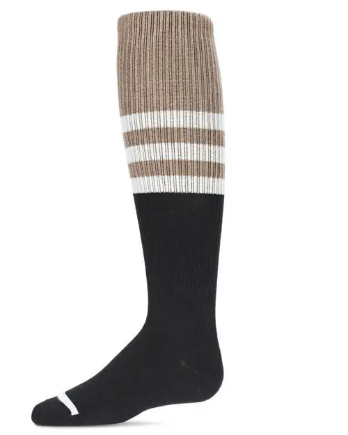 MEMOI Two-tone Stripe Knee-high Socks - Black