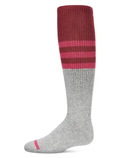 MEMOI Two-tone Stripe Knee-high Socks - Med Gray Heather