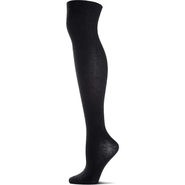 MEMOI Flat Knit Over-the-knee Socks - Black