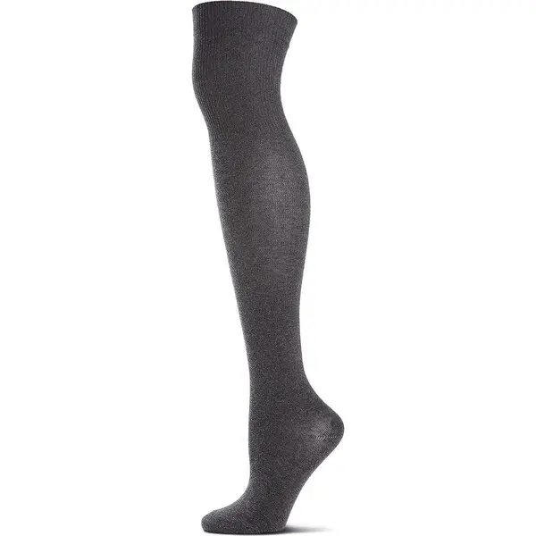 MEMOI Flat Knit Over-the-knee Socks - Charcoal