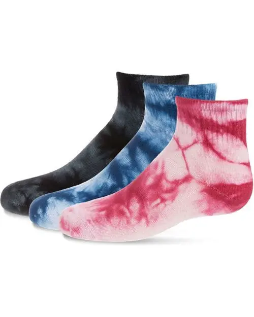 MEMOI Tie-dye Mid-cut Socks 3-pack - Bright Multi