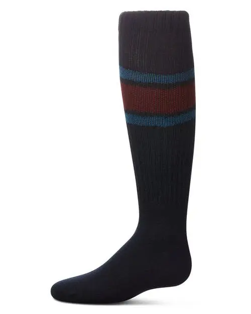 MEMOI Chevron V Knee High Socks - Navy