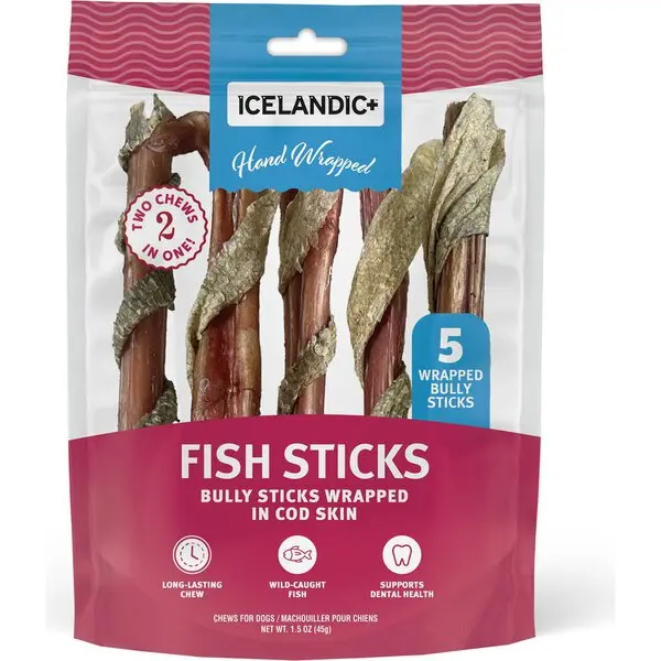 ICELANDIC+ Fish Sticksbully Stick Wrapped In Cod Skin 5 Pack - Multicolored