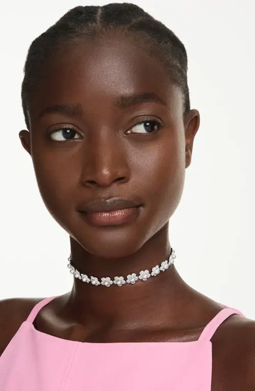 SWAROVSKI X Ariana Grande Crystal Faux Pearl Choker Necklace - Silver/white