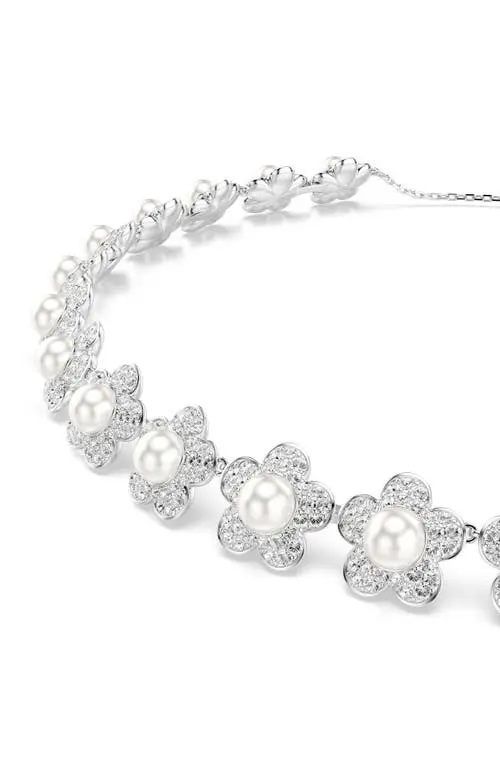 SWAROVSKI X Ariana Grande Crystal Faux Pearl Choker Necklace - Silver/white