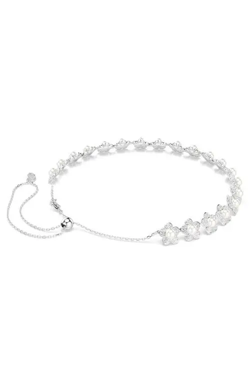 SWAROVSKI X Ariana Grande Crystal Faux Pearl Choker Necklace - Silver/white
