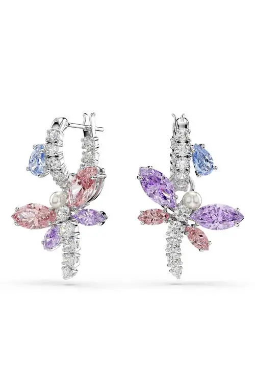 SWAROVSKI Crystal Drop Huggie Hoop Earrings - Silver/multi