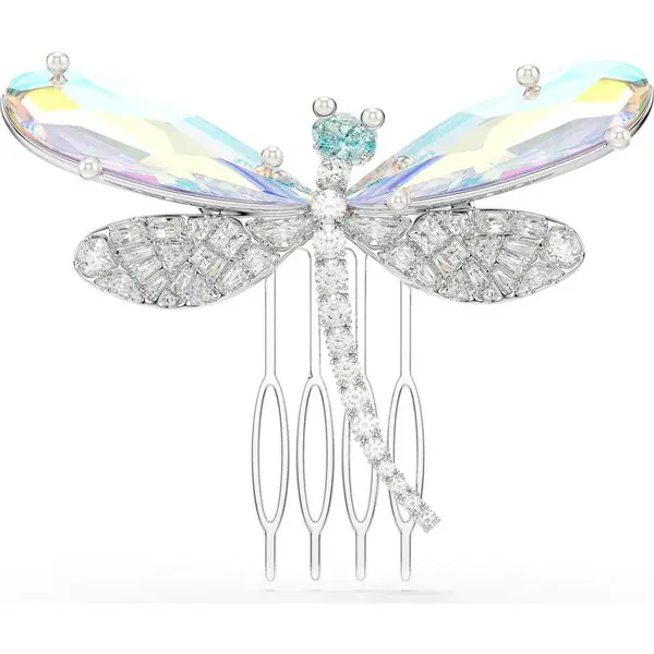 SWAROVSKI Brooch Hair Comb - Silver/green
