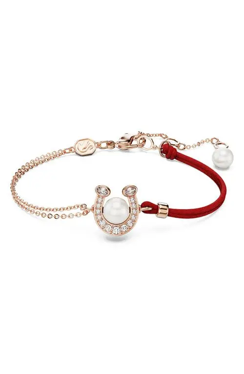 SWAROVSKI Symbolica Faux Pearl Horseshoe Bracelet - Rose Gold