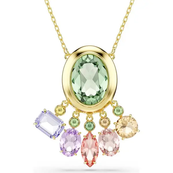 SWAROVSKI Gema Crystal Charm Pendant Necklace - Gold/white