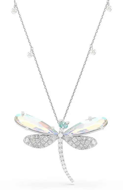 SWAROVSKI X Ariana Grande Capsule Dragonfly Faux Pearl Necklace - Silver/multi
