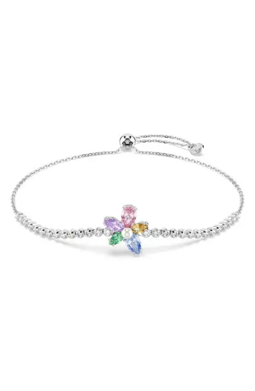 SWAROVSKI Crystal Floral Bracelet - Silver/multi
